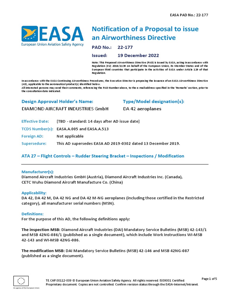 Easa Pad 22-177 1 | PDF | Aviation | Transport
