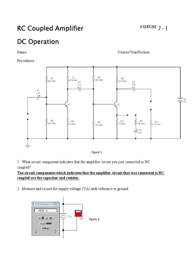 RC Coupled Amplifier - DC Operation - EXERCISE 7 | PDF | Amplifier ...