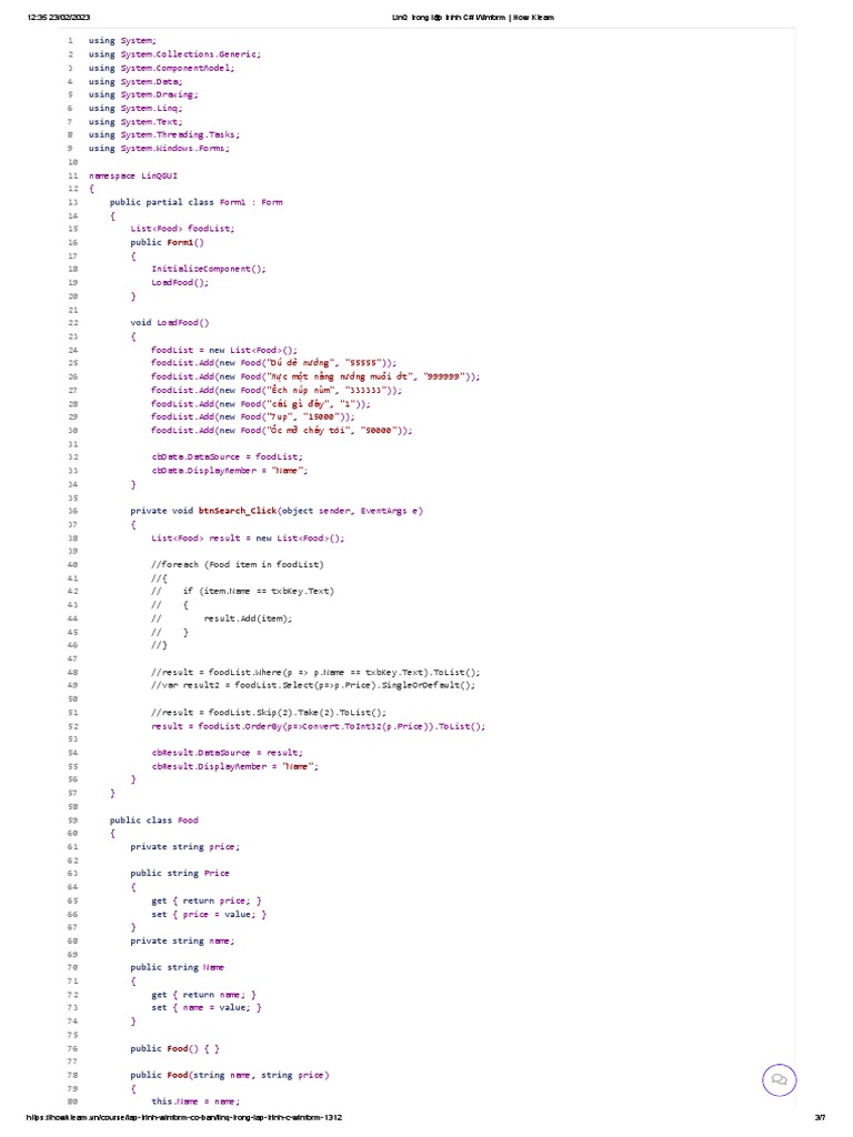 LinQ trong lập trình C# Winform - How Kteam-trang-3-6 | PDF | Software Development | Software