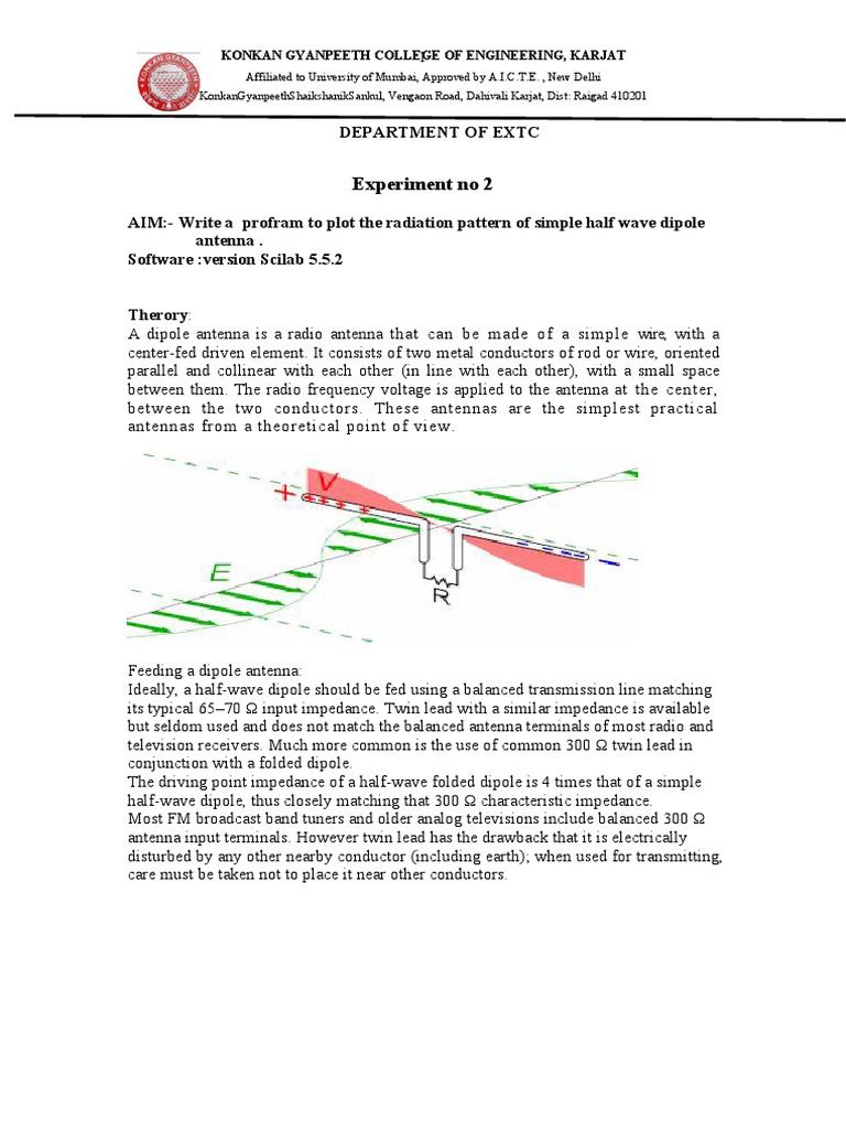 Experiment No 2: Department of Extc | PDF | Antenna (Radio) | Information And Communications ...
