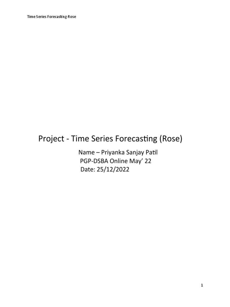Time Series Forecasting - Rose - Buisness Report | PDF | Forecasting | Time Series