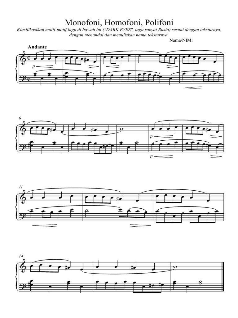 Tugas 01 - Monofoni, Homofoni, Polifoni | PDF