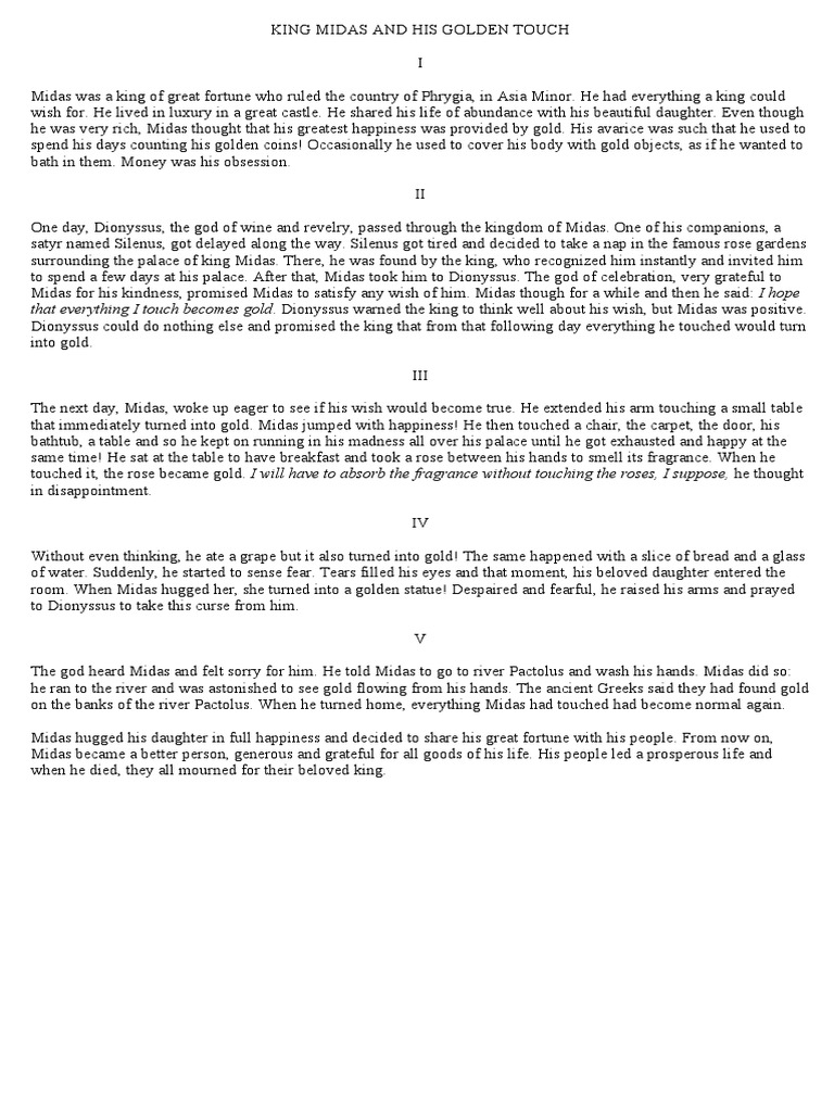 King Midas and His Golden Touch | Download Free PDF | Dionysus