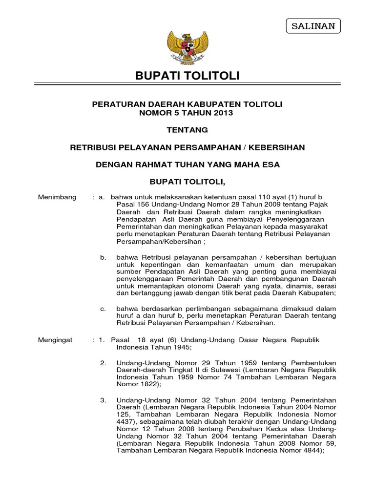 Perda Tentang Persampahan | PDF