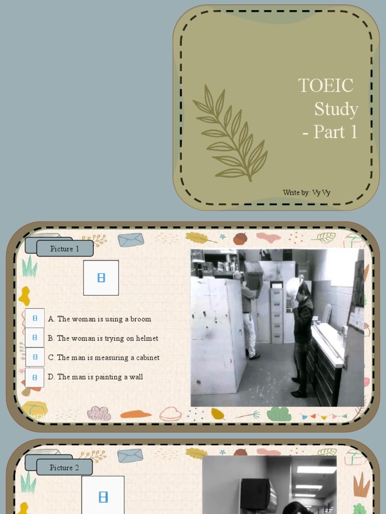 Toeic Study - Part 1: Write By: Vy Vy | PDF
