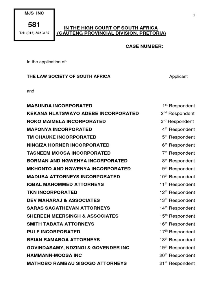 Mabunda LSSA Intervention Application Amicus | PDF | Amicus Curiae ...