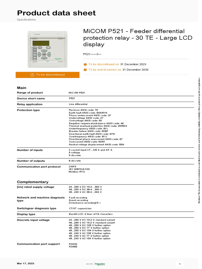 MiCOM P521 - P521 | Download Free PDF | Relay | Power Supply