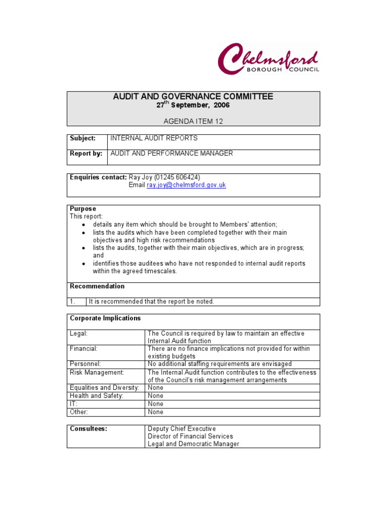 Internal Audit Reports | PDF | Internal Audit | Audit