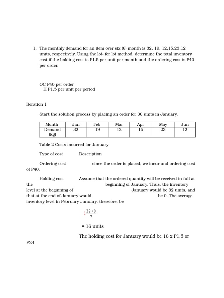Part Period Balancing Method Costs | PDF | Production And Manufacturing ...