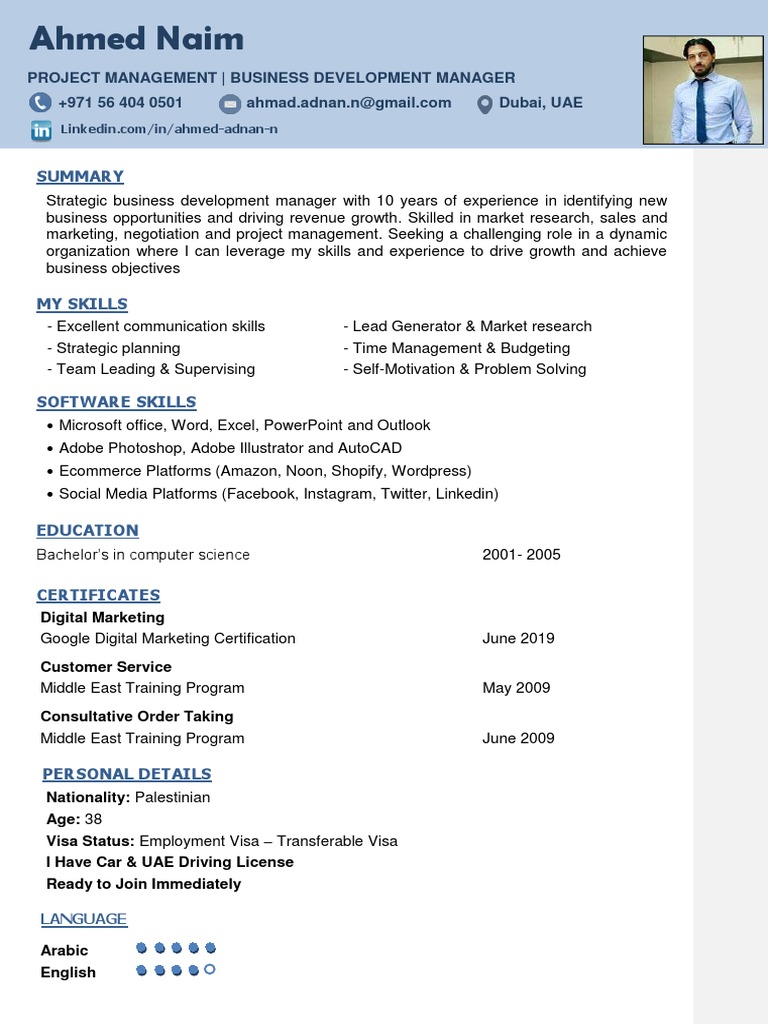 Ahmed Naim CV | PDF | Customer | Sales