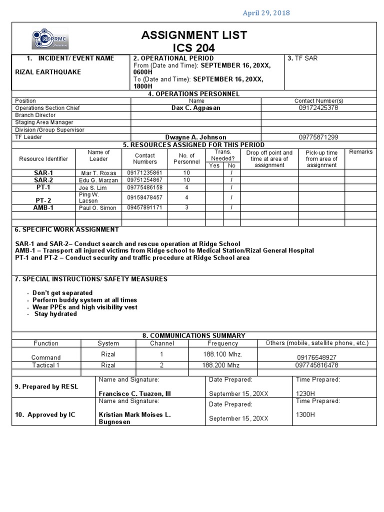 Ics 204 | Download Free PDF | Incident Command System | Safety