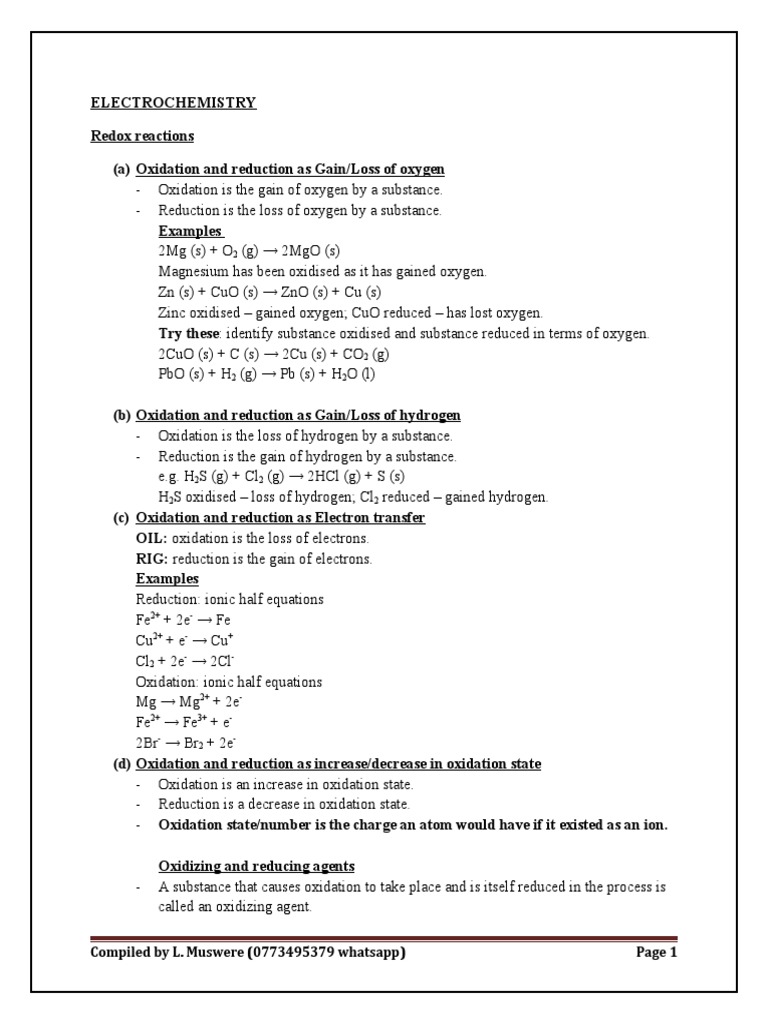Electrochemistry - F4 | PDF | Redox | Anode