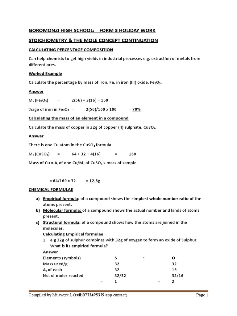 Stoichiometry and Mole Concept | PDF | Ion | Hydroxide
