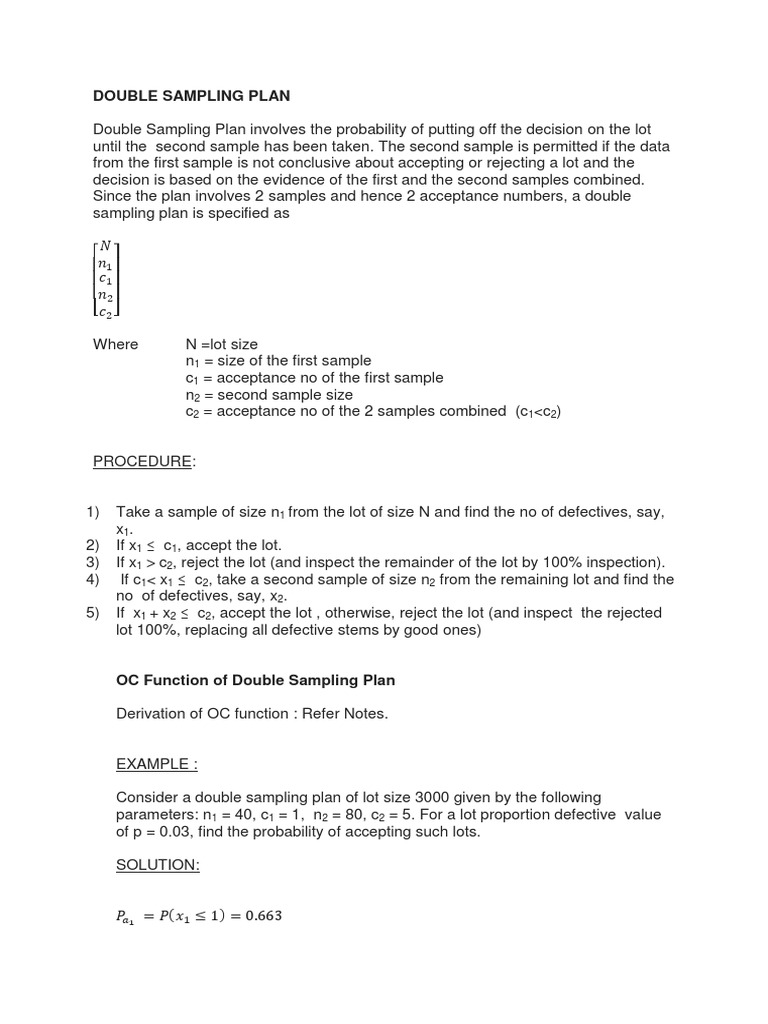 Double Sampling Plan. | Download Free PDF | Sampling (Statistics ...