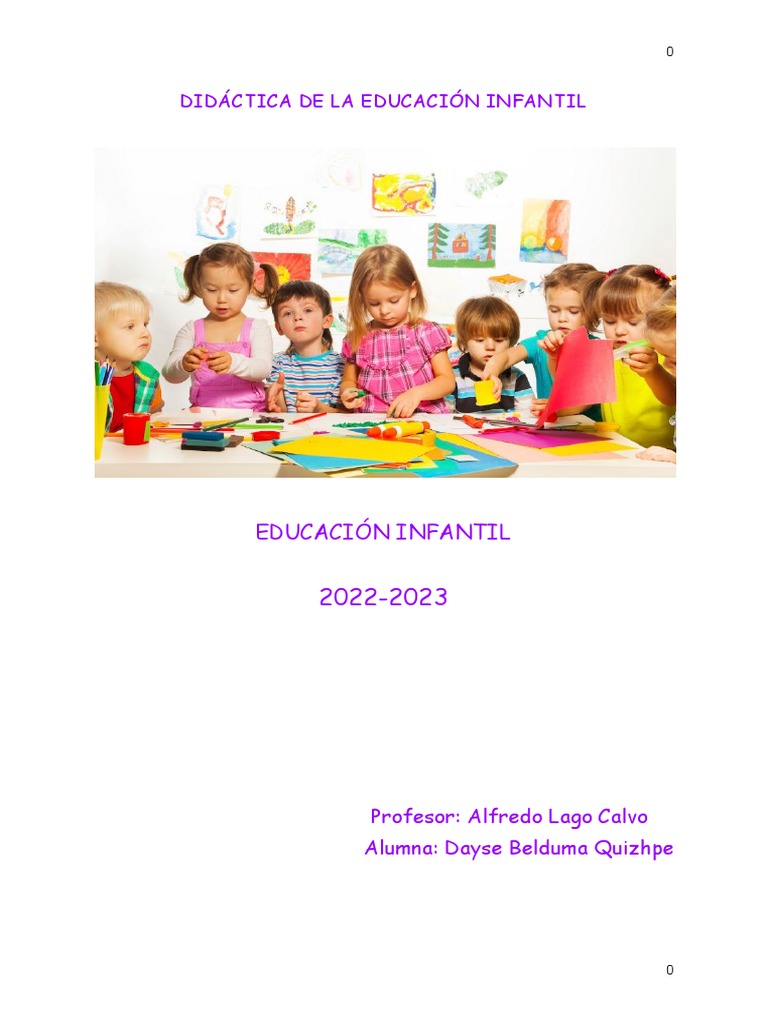 Tema 1 - Didáctica Ed. Infantil | PDF | Educación de la primera ...