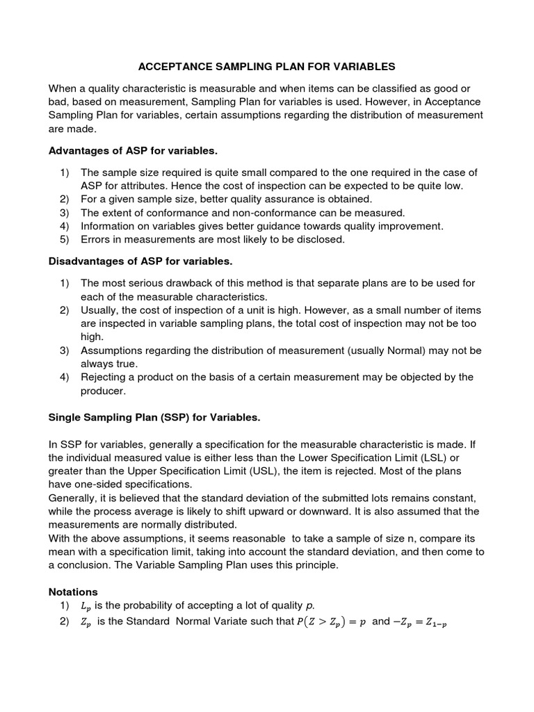 SSP For Variables | Download Free PDF | Standard Deviation | Sampling ...