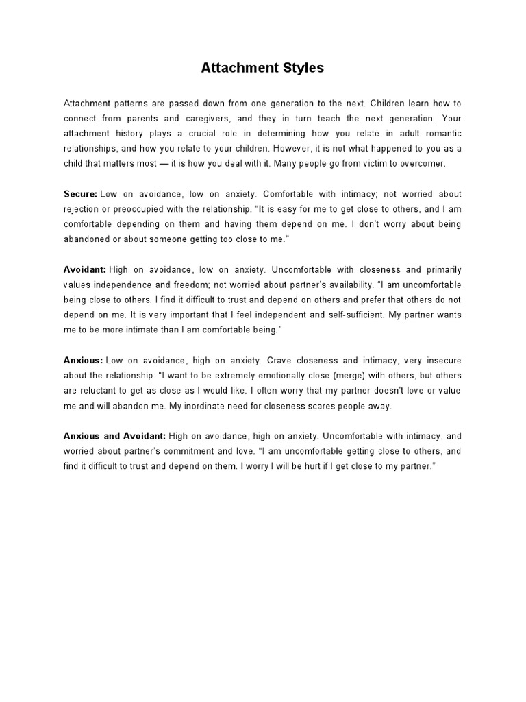 Attachment Styles | PDF | Attachment Theory | Social Institutions