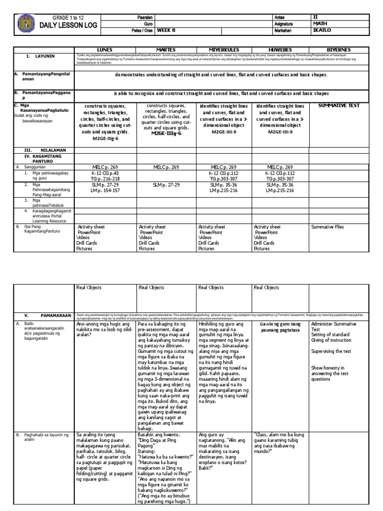 Q3 Math Week 8 | PDF | Geometry | Elementary Geometry
