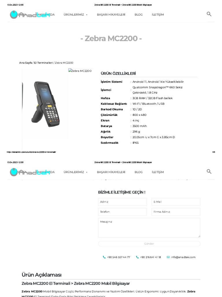 Zebra MC2200 El Terminali // Zebra MC2200 Mobil Bilgisayar | PDF