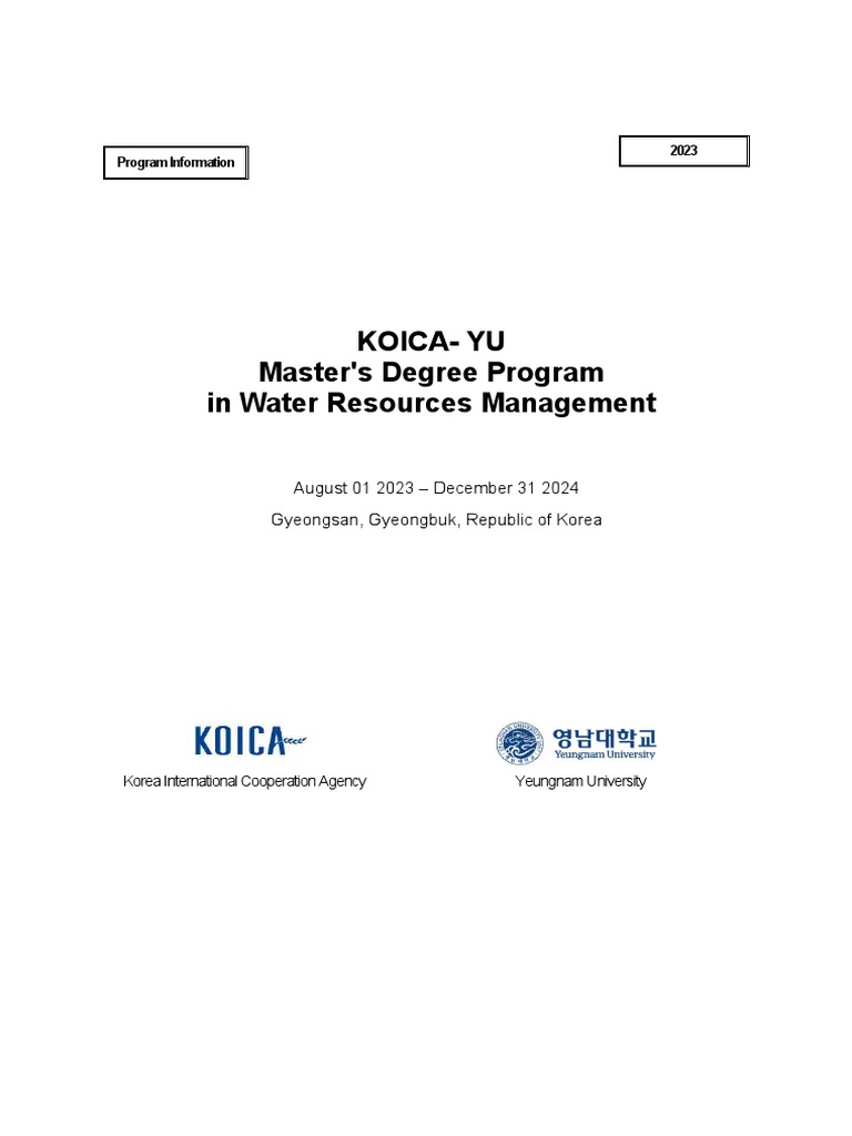 2023 KOICA - Yeungnam University - Water Resources Management Masters ...