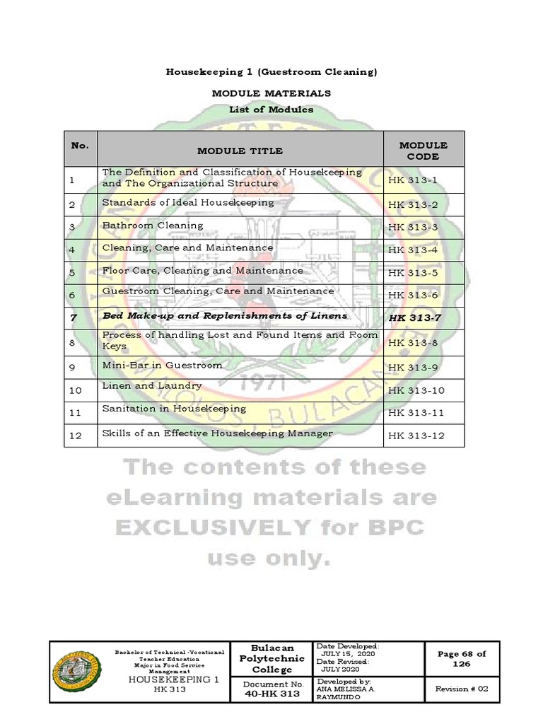 Housekeeping Module Overview | PDF | Housekeeping | Bed