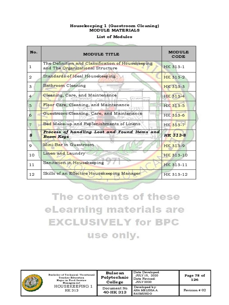 Process of Handling Lost and Found Items and Room Keys | Download Free ...