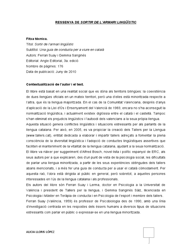 Ressenya de Sortir de L'armari Lingüístic | PDF