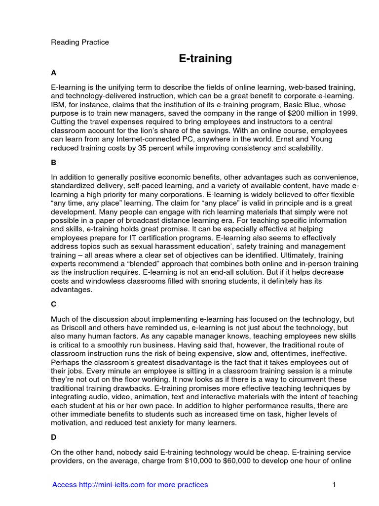 E Training | PDF | Educational Technology | Learning