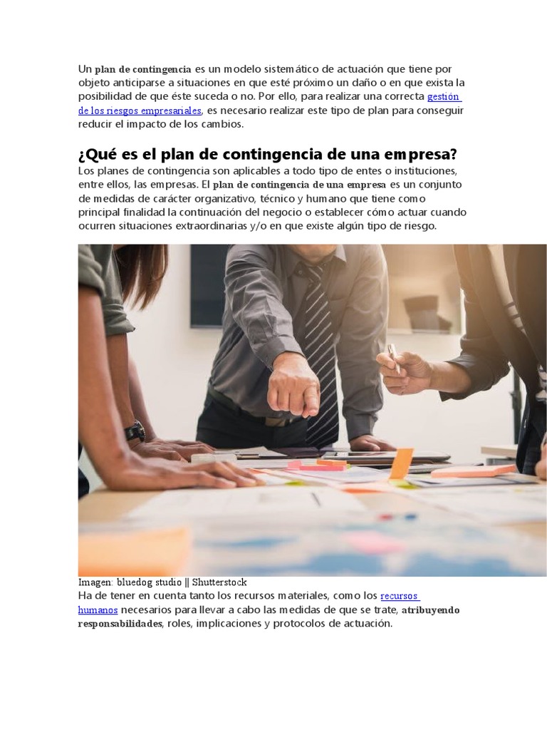 Plan de Contingencia Empresarial | PDF