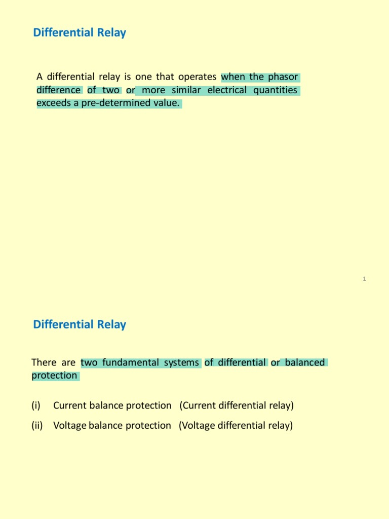 Differential Relay | PDF | Relay | Transformer