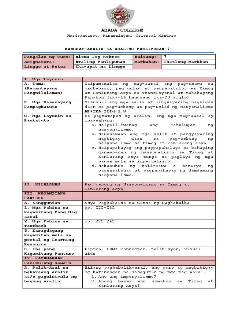 Abada College: Marfrancisco, Pinamalayan, Oriental Mindoro | PDF