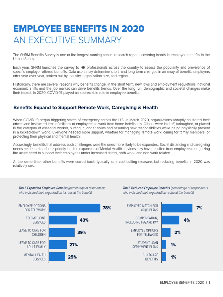An Executive Summary: Employee Benefits in 2020 | PDF | 401(K) | Employment