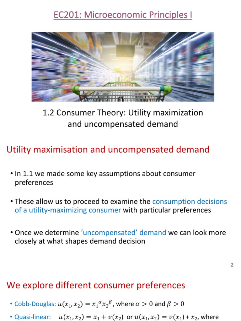 1.2 Utility Maximisation and Uncompensated Demand | PDF | Demand | Utility