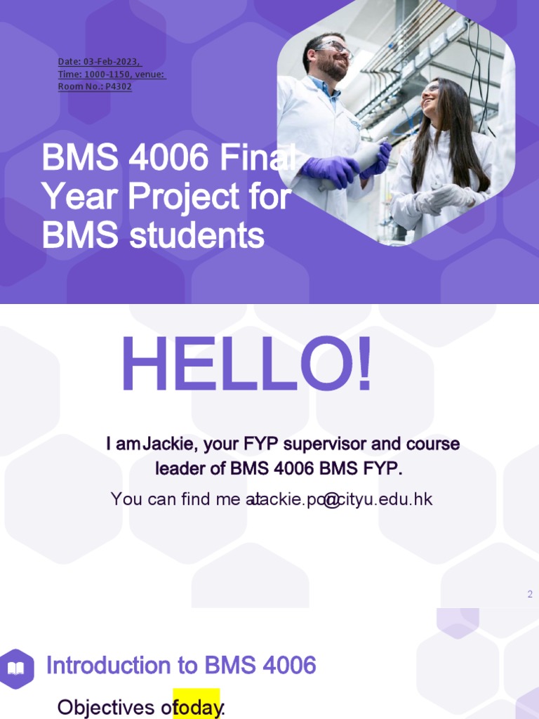BMS 4006 Final Year Project For BMS Students: Date: 03-Feb-2023, Time ...