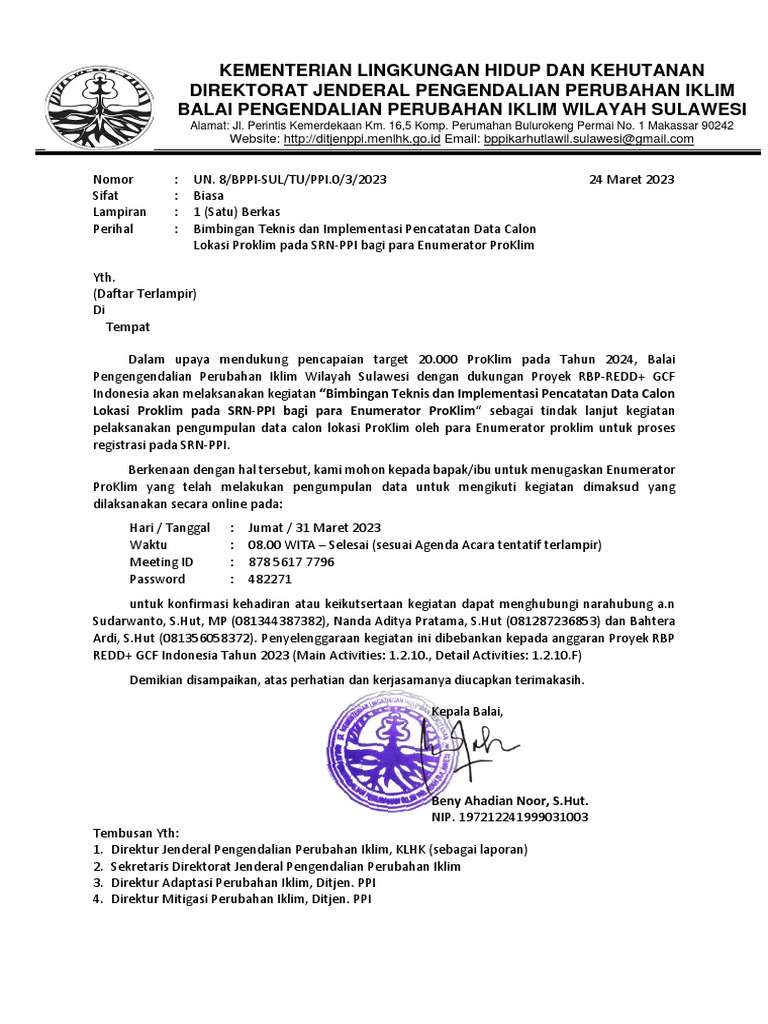 Surat Bimtek SRN - Ok-2 | PDF | Sains & Matematika