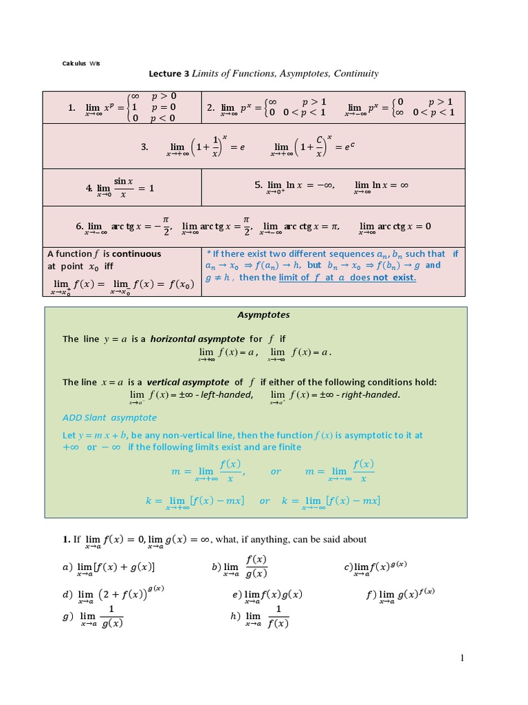 03 - HW Function Limits A Problems | PDF | Limit (Mathematics) | Function (Mathematics)