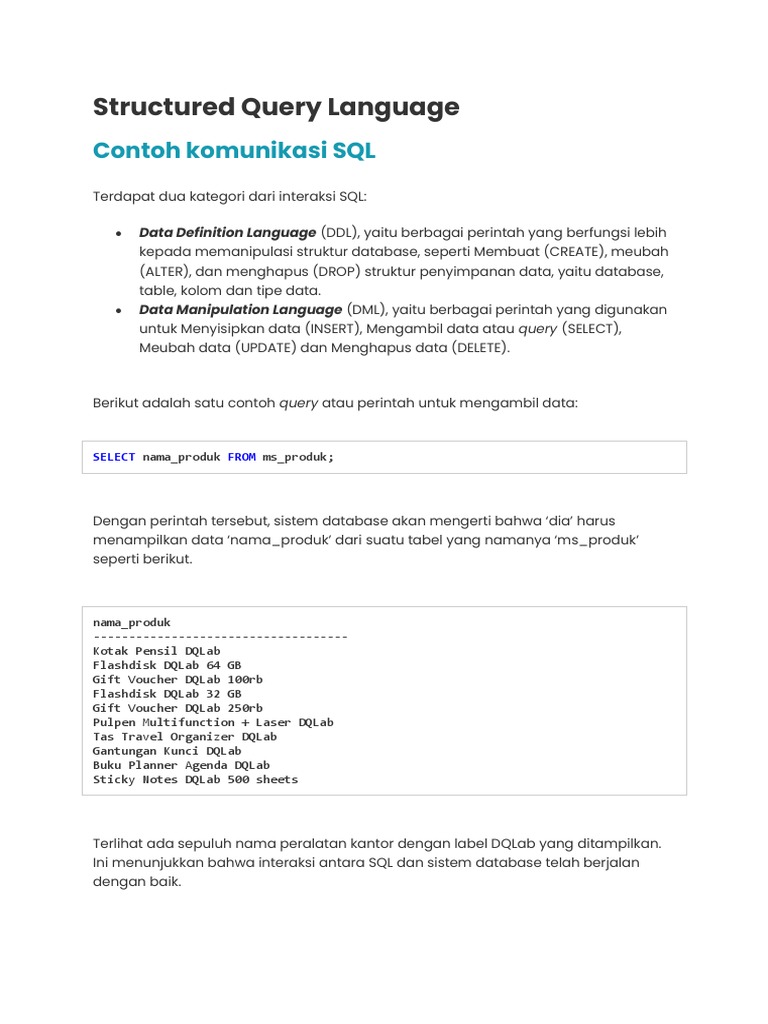 DQLab - MySQL - Fundamental 1 - Fundamental SQL Using SELECT Statement 1 | PDF