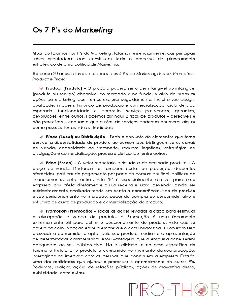 Os 7 Ps Do Marketing | PDF | Marketing | Produto (negócios)