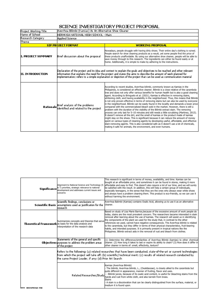 Science Investigatory Project Proposal | PDF | Data | Experiment