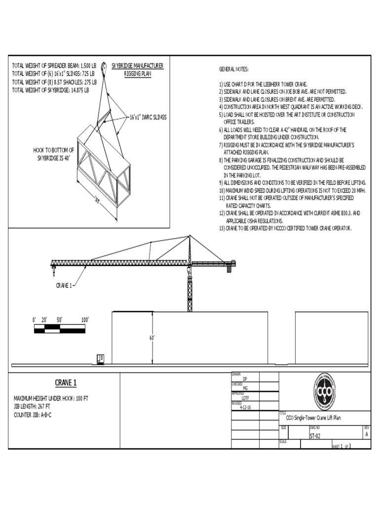 Single Tower Crane Sample Lift Plan - 0416 | PDF | Crane (Machine ...