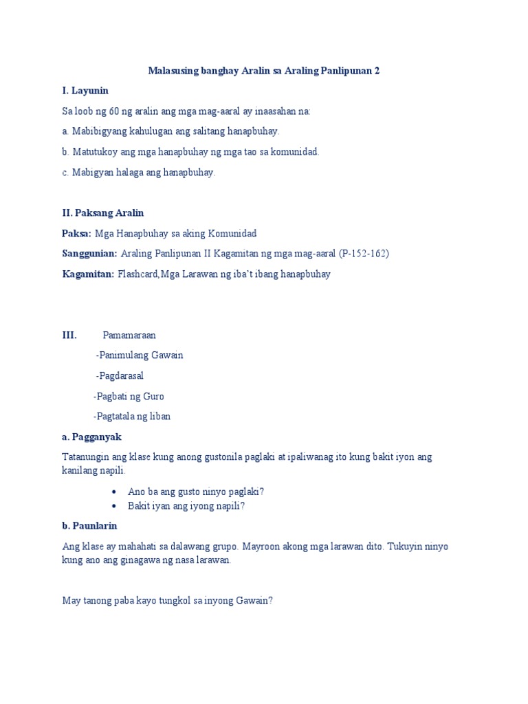 Semi Detailed Lesson Plan in Araling Panlipunan 2 | PDF