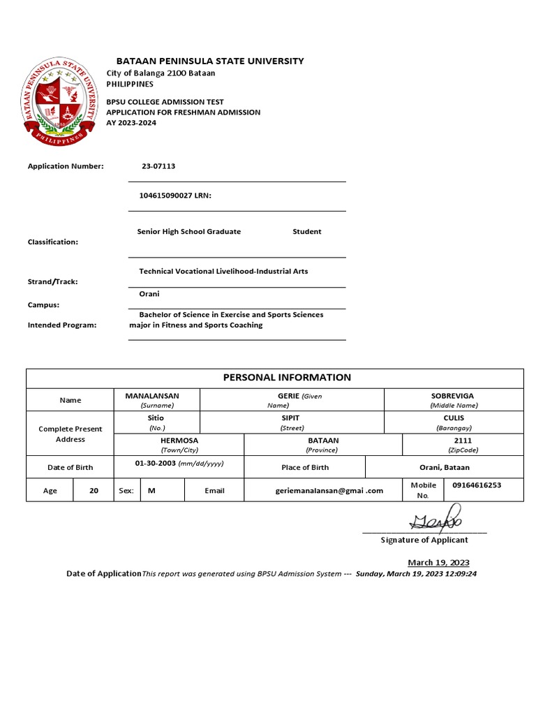 BPSU OLAppForm | PDF