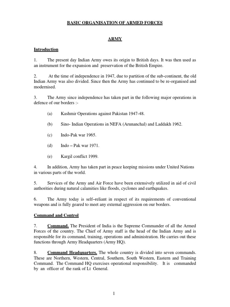 Basic Organisation of Armed Forces | PDF | Infantry | Armoured Warfare