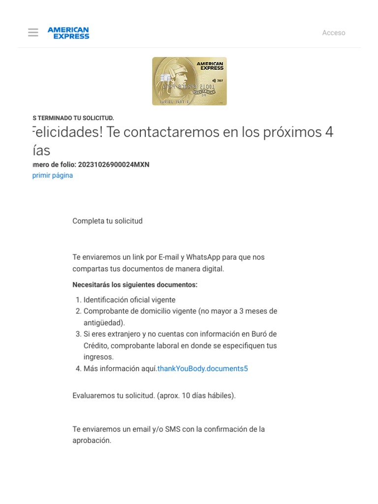 Requisitos para Solicitar American Express | PDF | Crecimiento personal ...