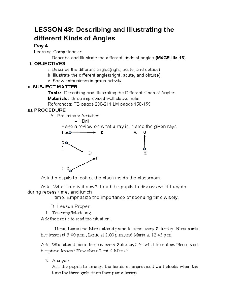 LESSON 49 Day 4 | PDF | Angle | Learning