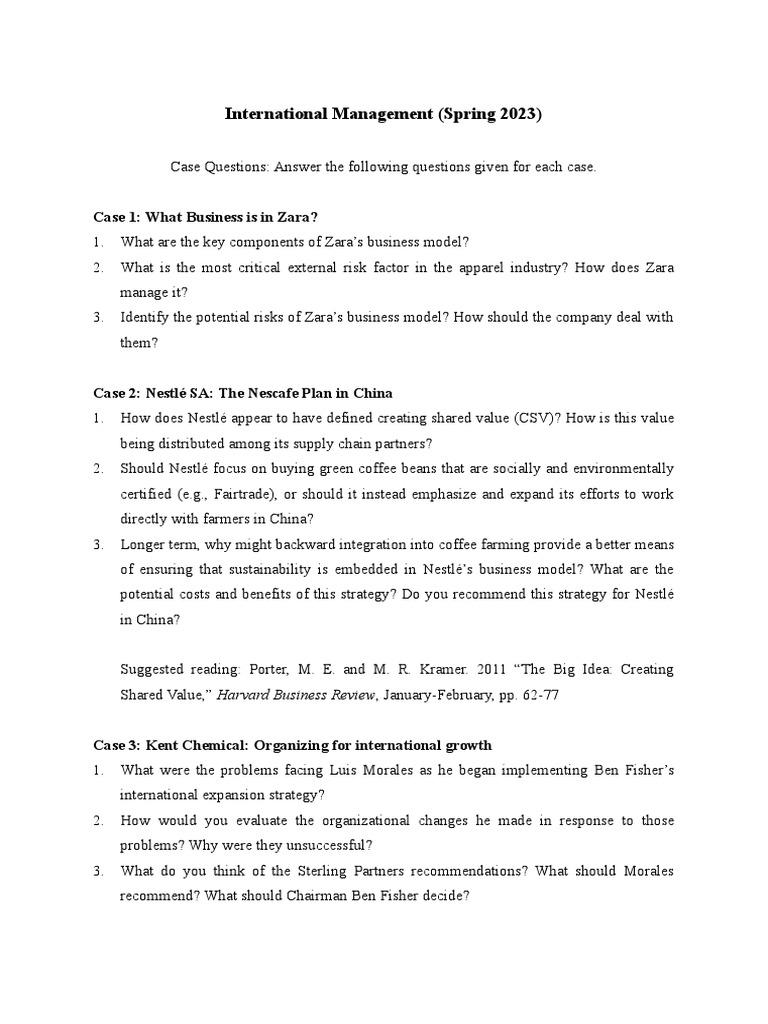 International Management case questions | PDF