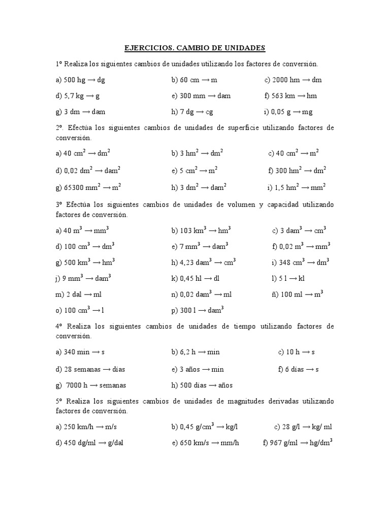 Cambio de Unidades | PDF