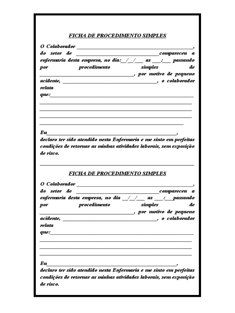 Ficha de Procedimento Simples | PDF