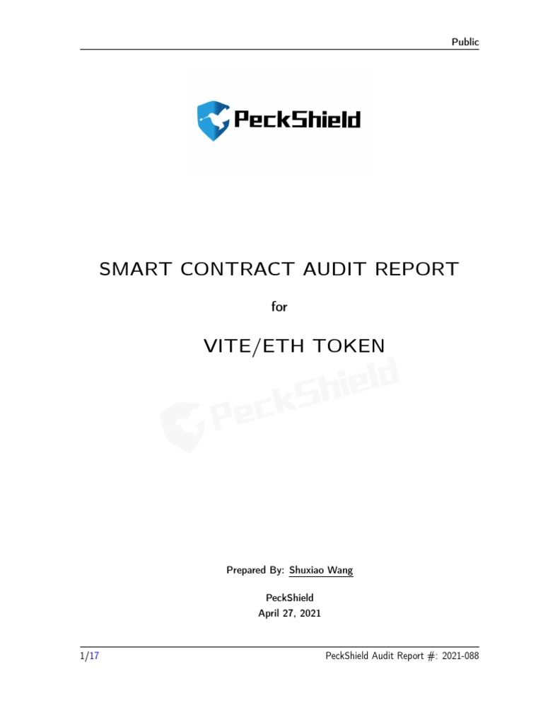 Audit Report VITE ERC20 v1.0 | PDF | Vulnerability (Computing) | Software Bug