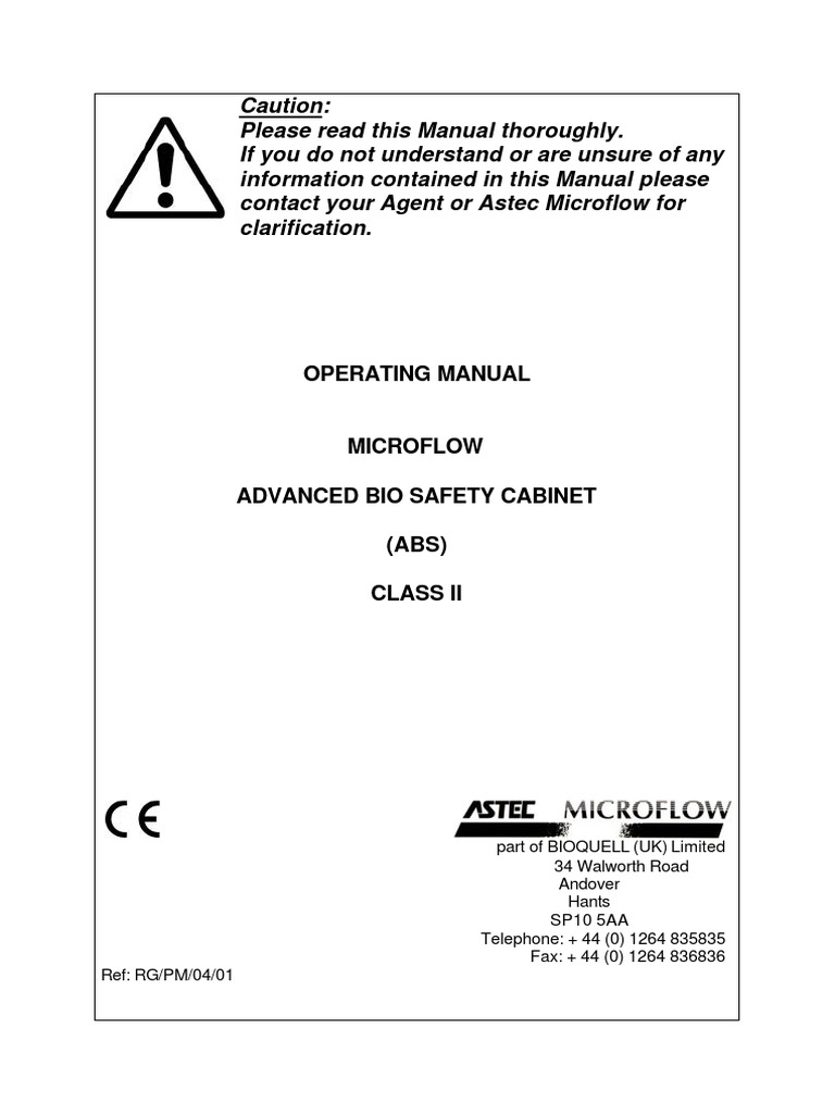 ABS Operating Manual Class II - RG - PM (Old) | PDF